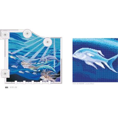 China Glass Swimming Pool Mosaic Tile Dolphin Pattern Decorative Art Piece for sale
