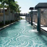 China Modern American Style Swimming Pool Glass Mosaic Tile Decorative Flooring 25x25mm for sale