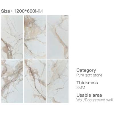 China Carrara Golden Flex Stone Veneer 1200x600mm Matte Ceramic Tile for Interior Exterior for sale