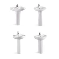 China Integrated One Piece Ceramic Pedestal Sink Floor Mounted Standing Washbasin 60x45cm for Hotel for sale