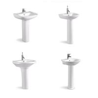 China Integrated One Piece Ceramic Pedestal Sink Floor Mounted Standing Washbasin 60x45cm for Hotel for sale