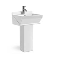 China Modern White Ceramic Pedestal Sink Single Hole Faucet Mount Floor Standing for sale