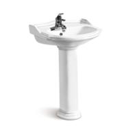 China Modern White Ceramic Pedestal Sink Single Hole Faucet Mount Floor Standing for sale