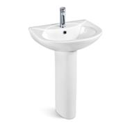 China Modern White Ceramic Pedestal Sink Single Hole Faucet Mount Floor Standing for sale