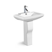 China Modern White Ceramic Pedestal Sink Single Hole Faucet Mount Floor Standing for sale