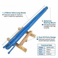 China Robot Arm Telescopic Hydraulic Cylinder 125/70-3100 | ISO 6022 Double Acting Long Stroke Cylinder with MP5 Spherical Bearing Mount for sale
