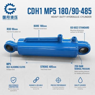 China Heavy Duty High Pressure CDH1 MP5 180-90-485 Mill Type Double Acting Engineering Hydraulic Cylinder for Steel Mill Forging Press Continuous Casting Equipment for sale