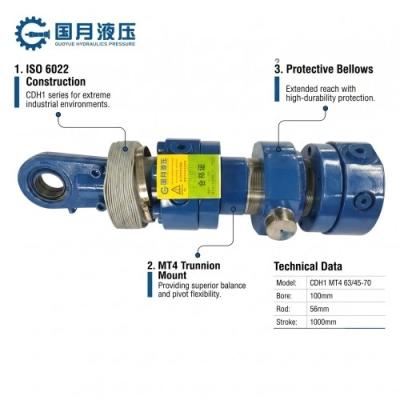 China ISO 6022 Standard Hydraulic Cylinder with 250 Bar Pressure Rating and Trunnion Mounting for Heavy Duty Applications for sale