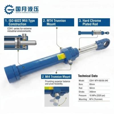 China Hydraulic Cylinder with Intermediate Trunnion Mount for sale
