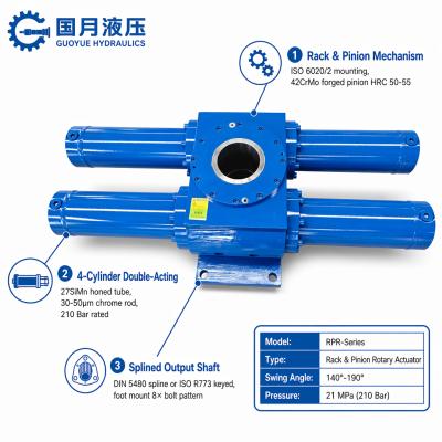 China Hydraulic Rack-and-Pinion Rotary Actuator | 140°–190° Swing Range for sale