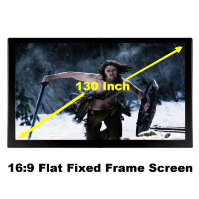 China High Gain 130 Inch Flat Fixed Frame Projection Screen 3D Display Projector Fabric 16:9 for sale