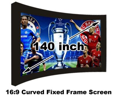 China Professional HD Cinema Projection Screen 140 Inch Curved Fixed Frame Projector Screen 3D for sale