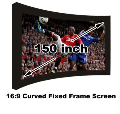 China On Sale Curved Fixed Frame 16:9 Projection Screen 150 Inch For 3D Home Cinema Theater for sale