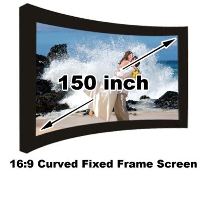 China Good Price 16:9 Curved Fixed Frame Screen 150 Inch Matt White For 3D Display Home Theater for sale