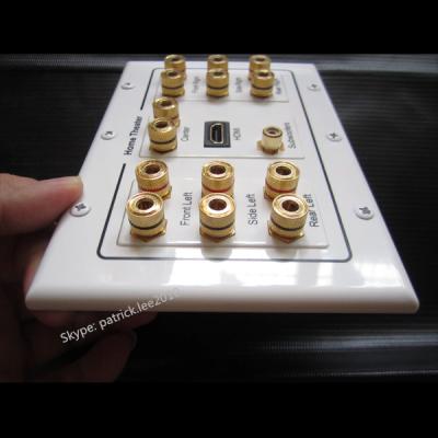 China Home Theater Speaker Wall Panel Socket HDMI Subwoofer Speaker Connector White Color for sale