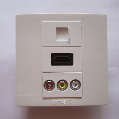 China Durable Home Use Wall Panel Socket With RJ45 HDMI RCA White Color 86x86mm Size Good Price for sale