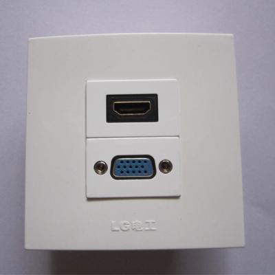 China In Stock On Sale HDMI + VGA Panel HDMI1.4 Version 86x86mm White Socket Panels PC Wall Plug for sale