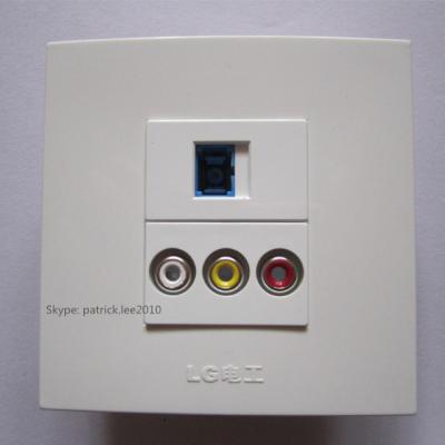 China 2015 New 86x86mm Assembly Panel SC Optical Fiber +RCA Audio Video Wall Socket PaneL for sale