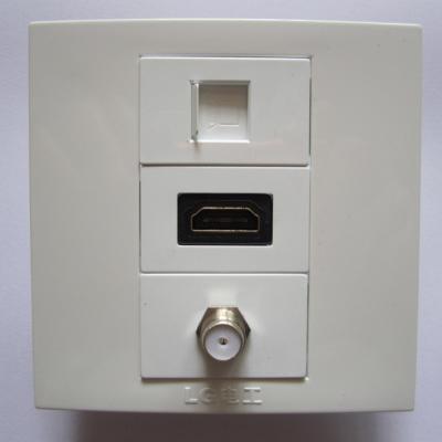 China Modern Outlet HDMI + RJ45+ Digital TV F Head Socket For Home Sockets Panel White Color for sale