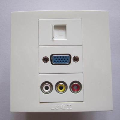 China Hot Selling RJ45 VGA RCA Video Audio Socket Panel 86x86mm Size For Home Offfice for sale