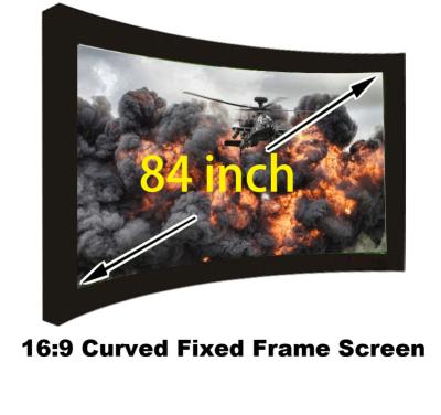 China High Quality 16:9 Curved Fixed Frame Screen 84 Inch Matt White With 80mm Black Velevt for sale