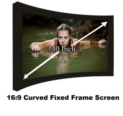 China New Arrival Curved Fixed Frame Projection Screen130 Inch 16:9 Ratio Projector Screens 3D for sale