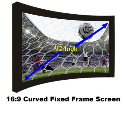 China Durable 92Inch Fixed Frame Projection Screen With 80mm Black Velevt Aluminum Cinema Fabric for sale