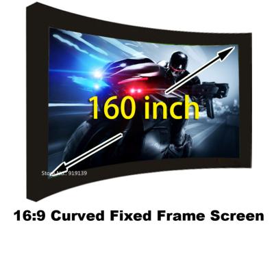 China Amazing Picture Screen 160 Inch Curved Fixed Frame Projector Screens 16:9 Scale Support 3D for sale