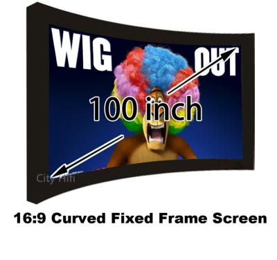 China Made In China Best Price 100 Inch Curved Fixed Frame 16:9 Projection Screen For 3D Image for sale