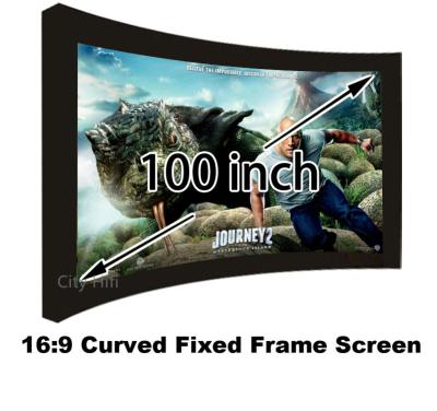 China Top Quality HD Projection Screen 100 Inch Curved Fixed Frame 3D Projector Screens 16:9 for sale