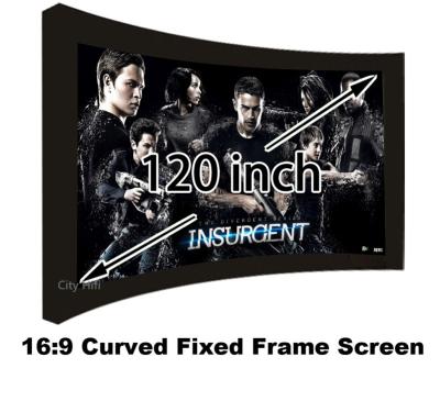 China Made In China 120 Inch Full HD Manual Curved Fixed Frame Projection Screen 16:9 Ratio for sale