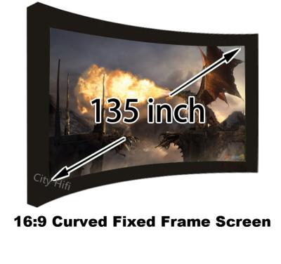 China New Arrival 135 Inch Curved Fixed Wall Mounted Projector Screen 16:9 Wide View Angle for sale