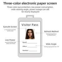 China NFC 3.7 Inch Reusable E-ink Work Card Work Badge Battery Free ID badge Epaper Wireless Name Badge for sale