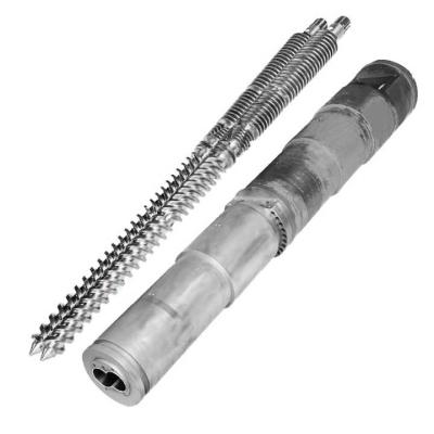 China Twin Bimetallic Extruder Conical Double Screw Barrel Sjz 65 132  38CrMoAlA for sale