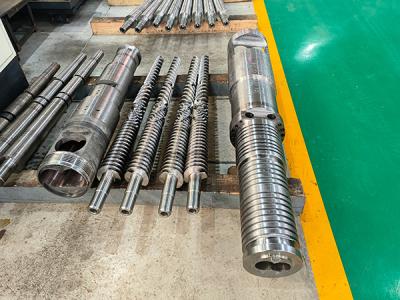 China 5kw Barrel Heating Power Conical Double Barrel and Screw 55/120 Combination Featuring Nitriding and Chrome Plating Surface Treatment Engineered for Polymer Extrusion for sale
