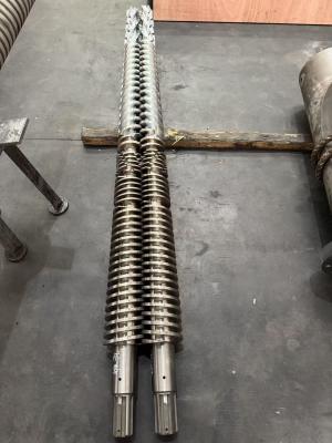 China Conical Twin Screw and Barrel with Ra 0.4μm Barrel Surface Roughness and Water Cooling System for 0-60rpm Rotation Speed for sale