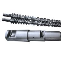 China Integral Barrel Conical Tandem Screw System Featuring Durable Nitriding Screw Coating for Material Handling and Processing for sale