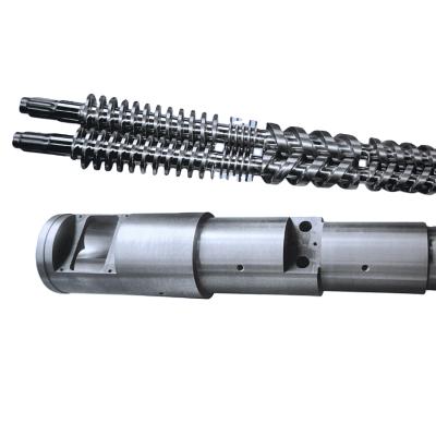 China Integral Barrel Conical Tandem Screw System Featuring Durable Nitriding Screw Coating for Material Handling and Processing for sale