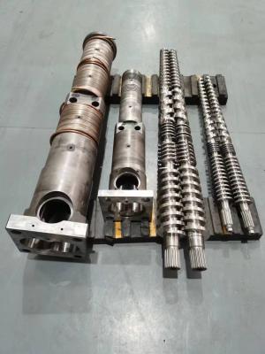 China Conical Twin Screw and Barrel with 0.5mm-0.8mm Nitriding Depth and Electric Heating Method for Polymer Melting for sale