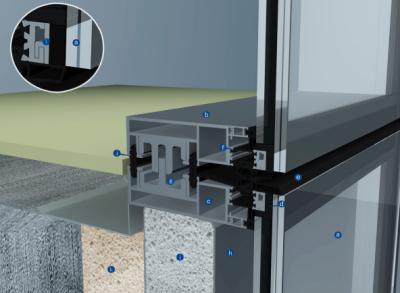 China Vertical Load Transfer Unitized Window Wall System Customizable Upper Lower Transom Connection for sale