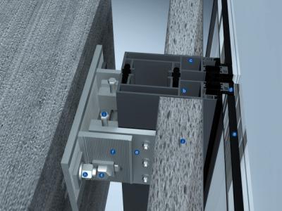 China Adjustable 3D Mounting Unitized Curtain Wall Customized Unitised Glazing System for sale