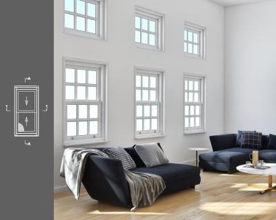 China Non Thermal Break Custom Double Hung Windows Vertical Slide For Industrial Ventilation for sale