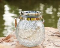 China Crackle LED Solar Lights Patio Glass Hanging Lights Wishing Christmas Mason Jar Lights for sale