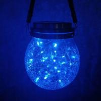 China Crackle LED Solar Lights Patio Glass Hanging Lights Wishing Christmas Mason Jar Lights for sale