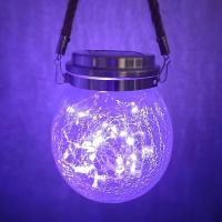 China Crackle LED Solar Lights Patio Glass Hanging Lights Wishing Christmas Mason Jar Lights for sale