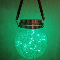 China Crackle LED Solar Lights Patio Glass Hanging Lights Wishing Christmas Mason Jar Lights for sale