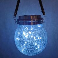 China Crackle LED Solar Lights Patio Glass Hanging Lights Wishing Christmas Mason Jar Lights for sale