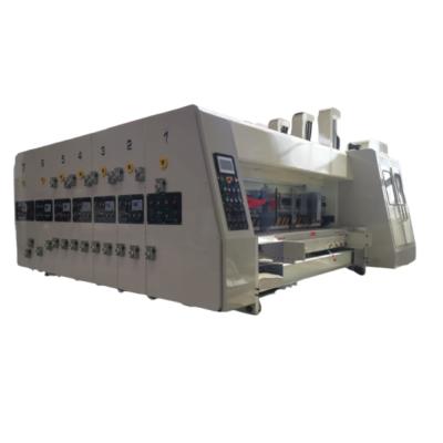 China PRY-D400 Automatic Lead Edge 4 Colors Flexo Printing Slotting Die Cutting Machine with Stacker for sale
