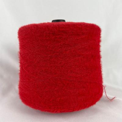 China 1.3cm NM12 Eyelash Yarn for Knitting - Anti-Pilling Nylon/Polyester Feather Yarn in Red/Brown Colors for sale