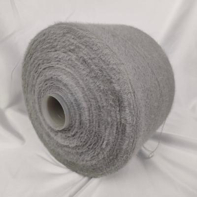 China 1.3cm 100% Nylon Imitated Mink Feather Yarn for Knitting - 10GG/12GG Machine Compatible Soft Grey Fluffy Yarn for sale